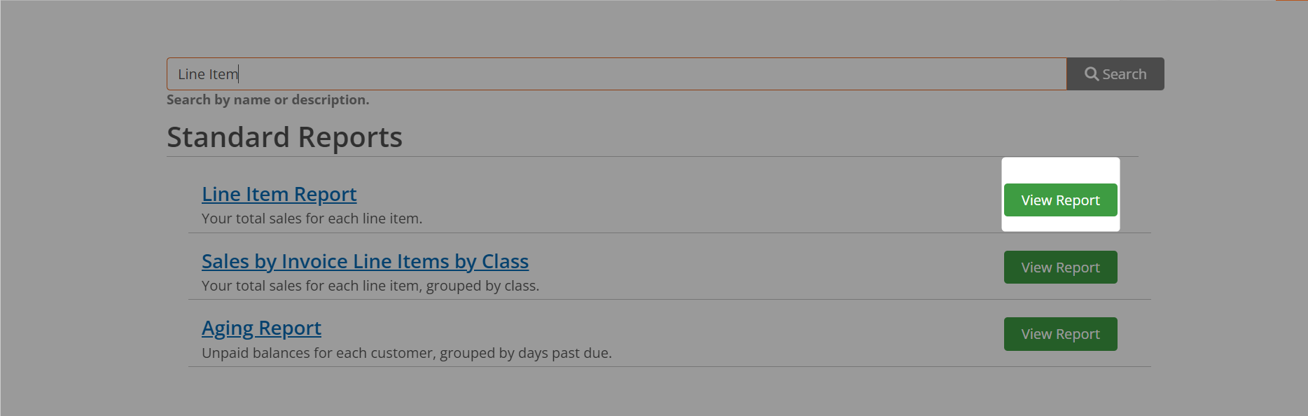 Line Item Report – ServiceCore