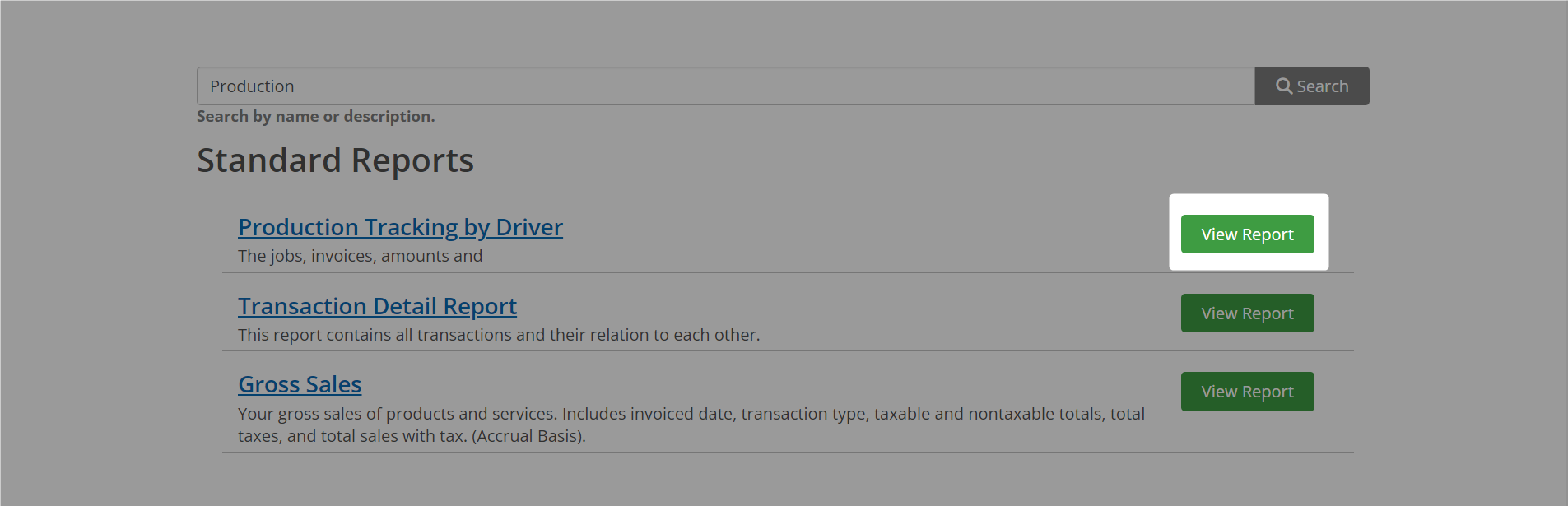 Production Tracking by Driver Report – ServiceCore