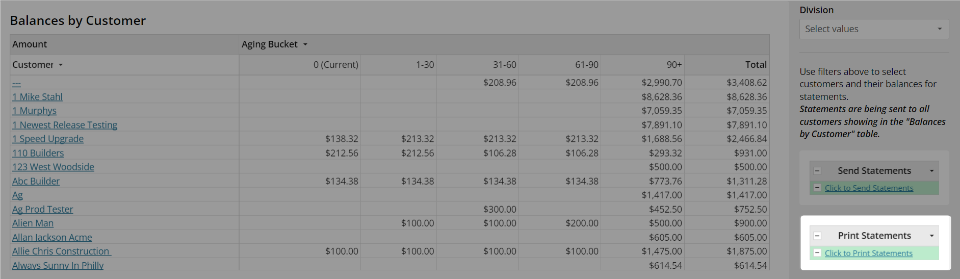 Aging Report – ServiceCore