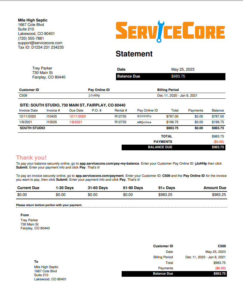 Aging Report – ServiceCore