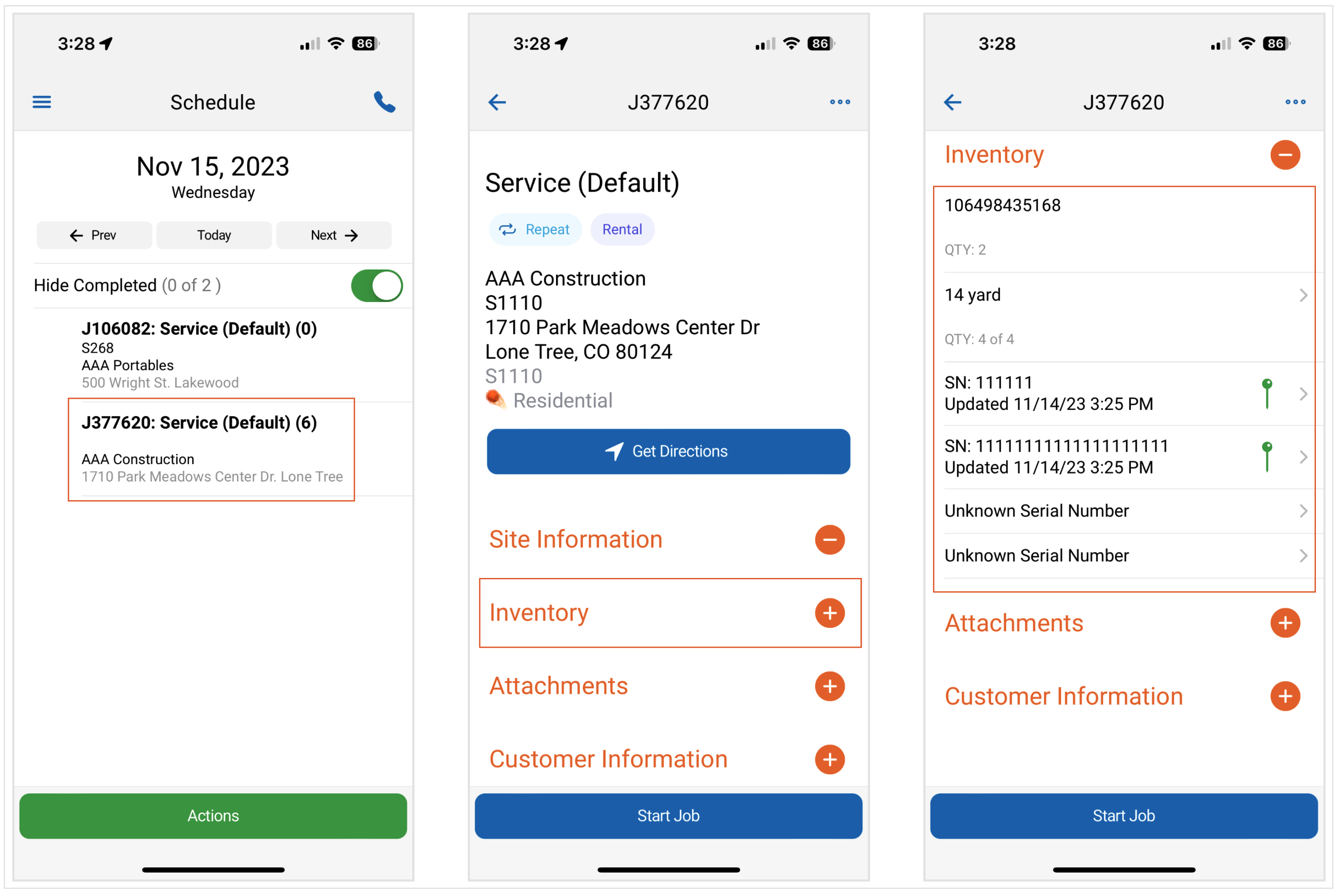 Inventory Item Selection on Service Jobs – ServiceCore
