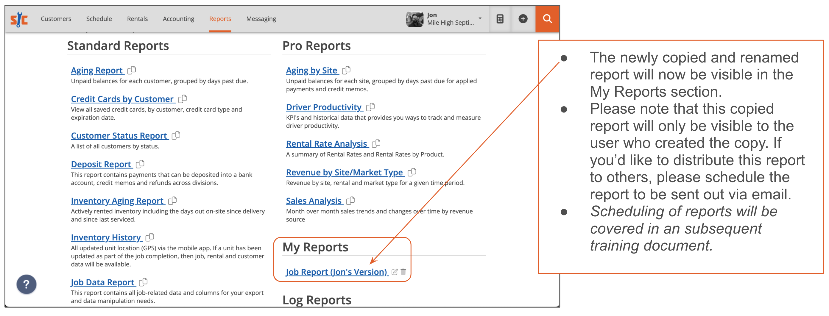 Pro Reports: Copy A Report – ServiceCore