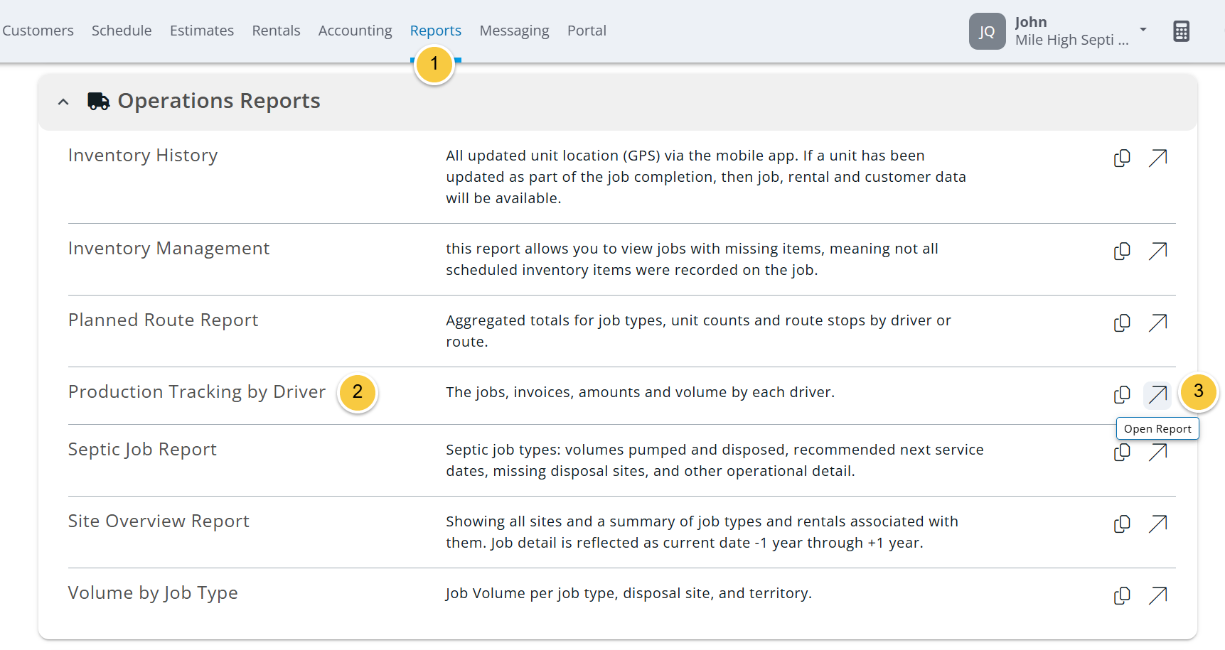 Production Tracking by Driver Report Overview – ServiceCore