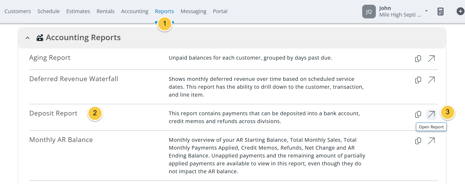 Deposit Report Overview – ServiceCore