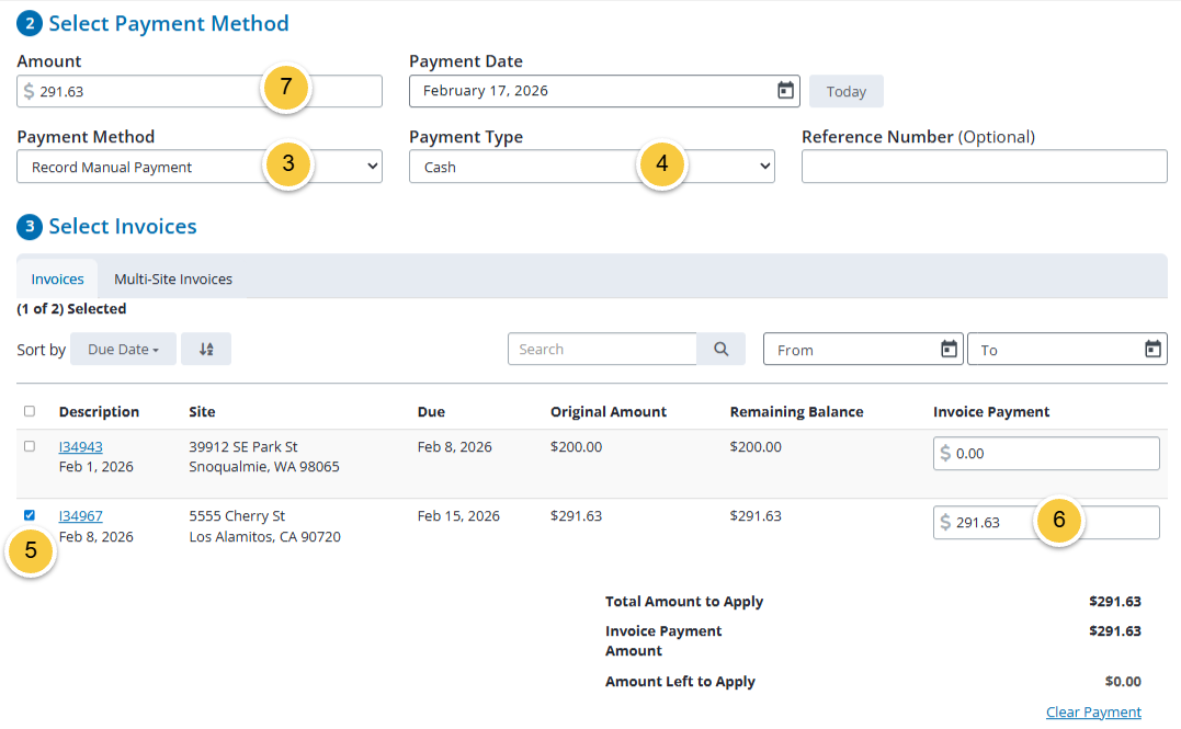 Record a Manual Payment – ServiceCore