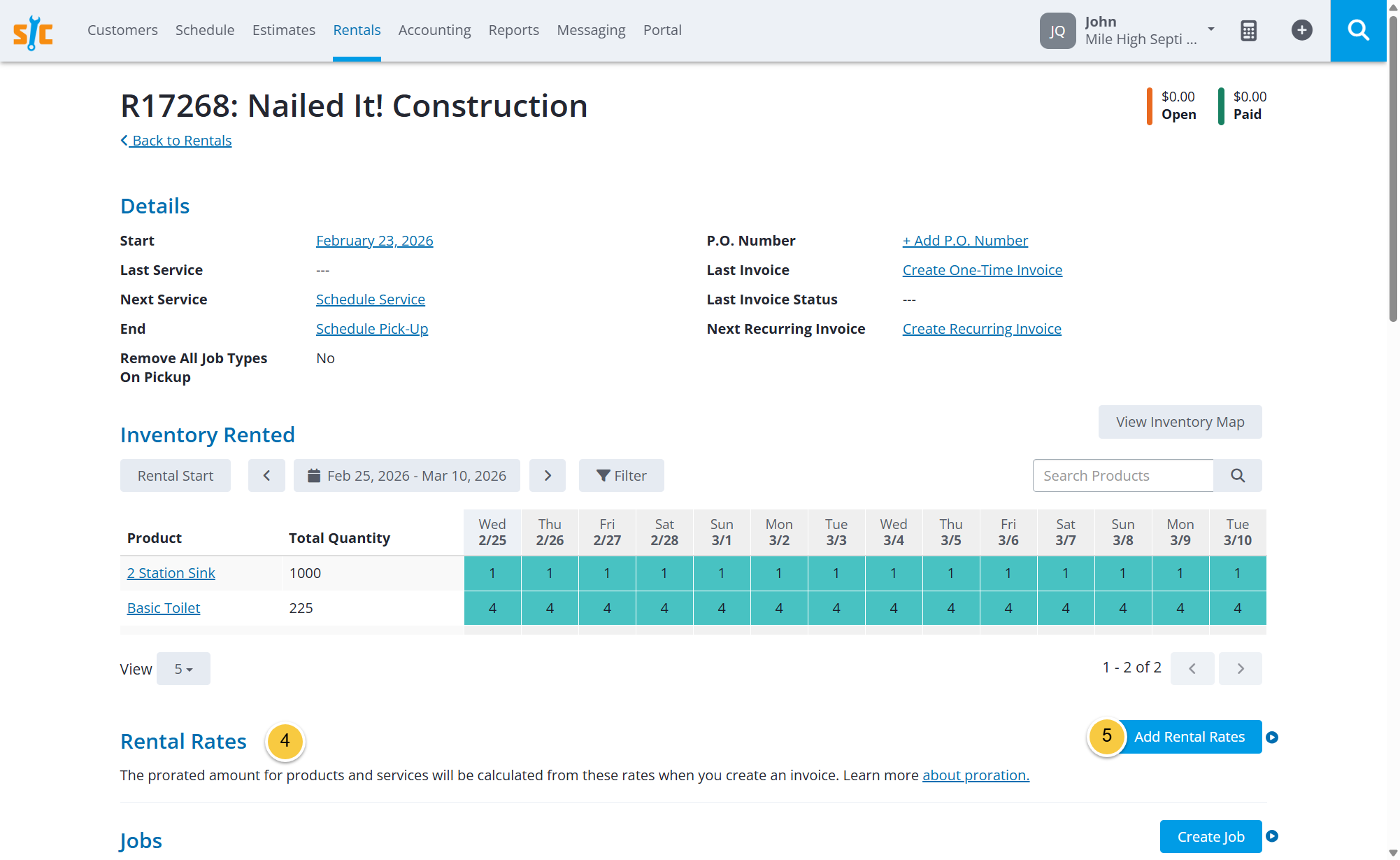 Add Rental Rates to a Rental – ServiceCore