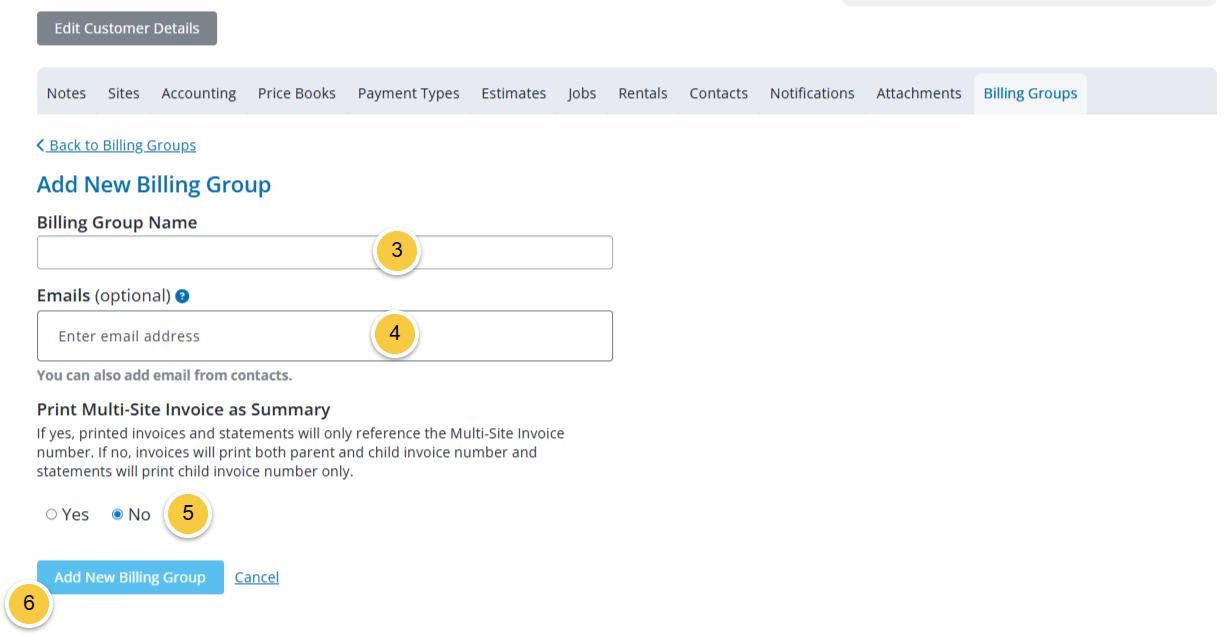 Create a Billing Group – ServiceCore